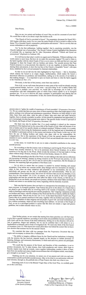 Walking Together Corner: Letter to all Priests on the ‘Synodal Journey ...